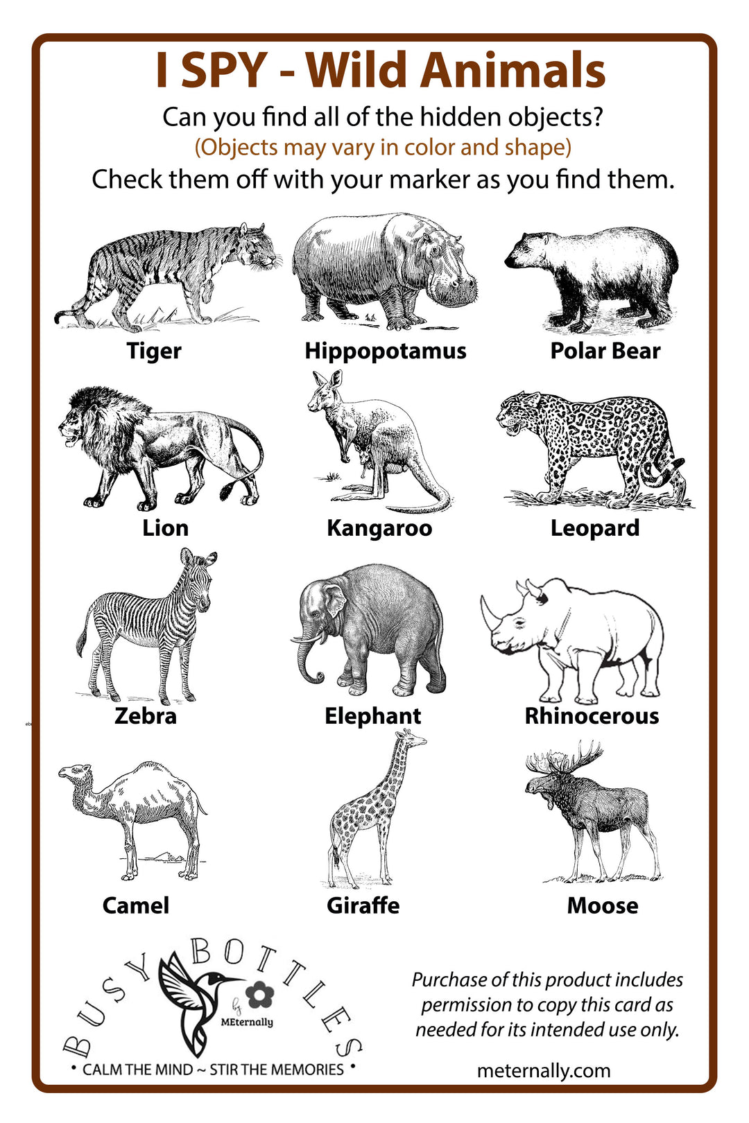 Memory Play - Wild Animals Busy Bottle – MEternally